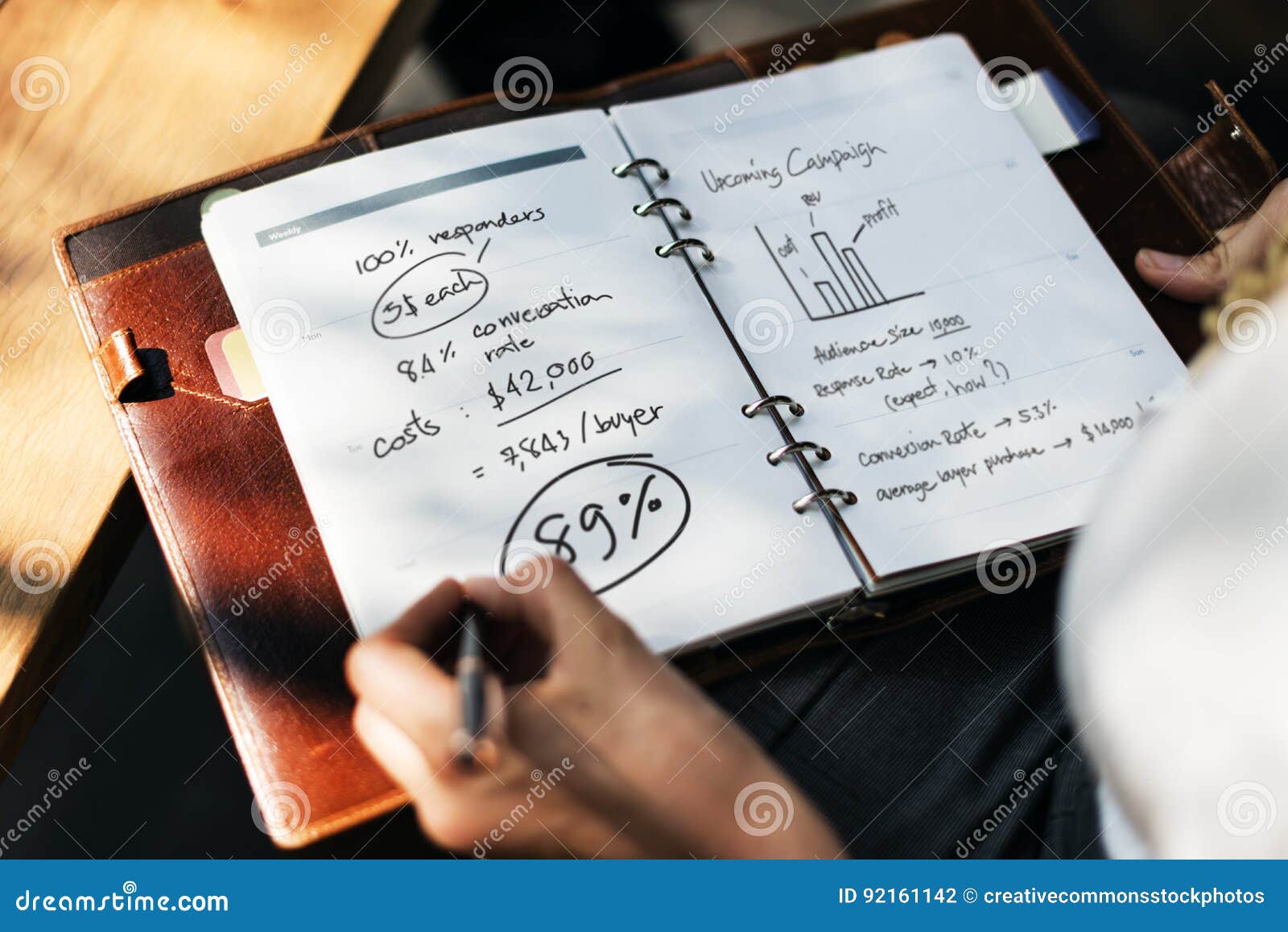 Person Making Financial Calculations In Notebook Picture. Image: 92161142