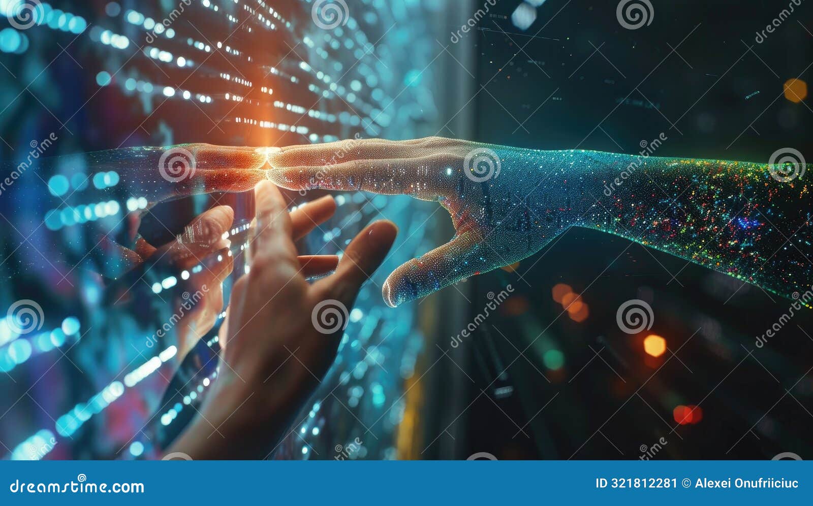 A Person is Making a Gesture by Touching a Robots Hand with Their ...