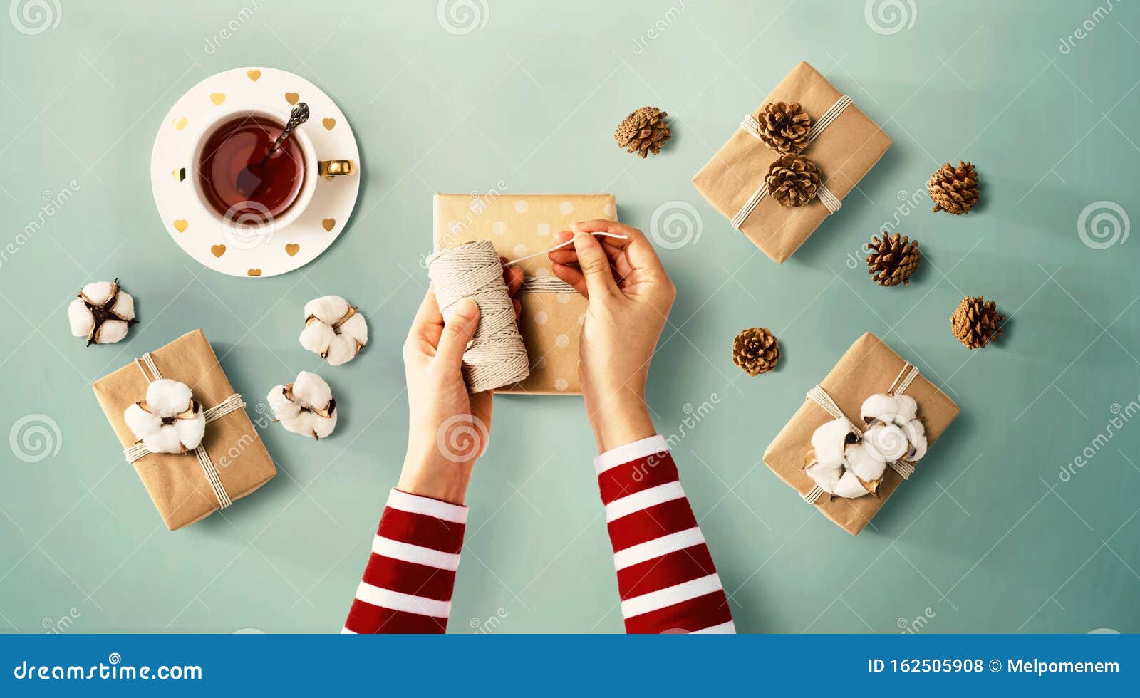 Person Making Present Boxes Stock Photo - Image of prepare, plant ...