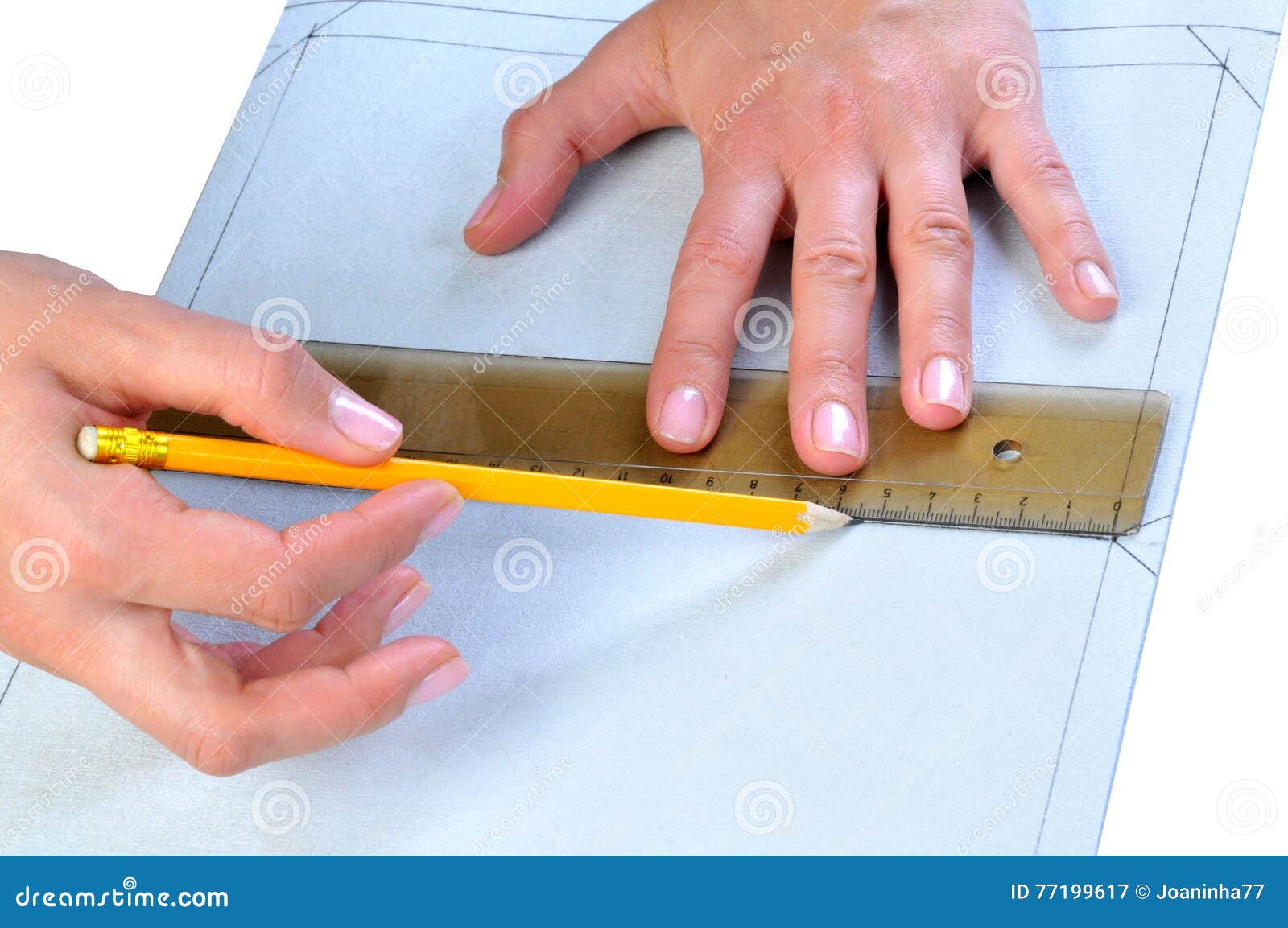 Person Making a Template on Textile Stock Image - Image of handmade ...