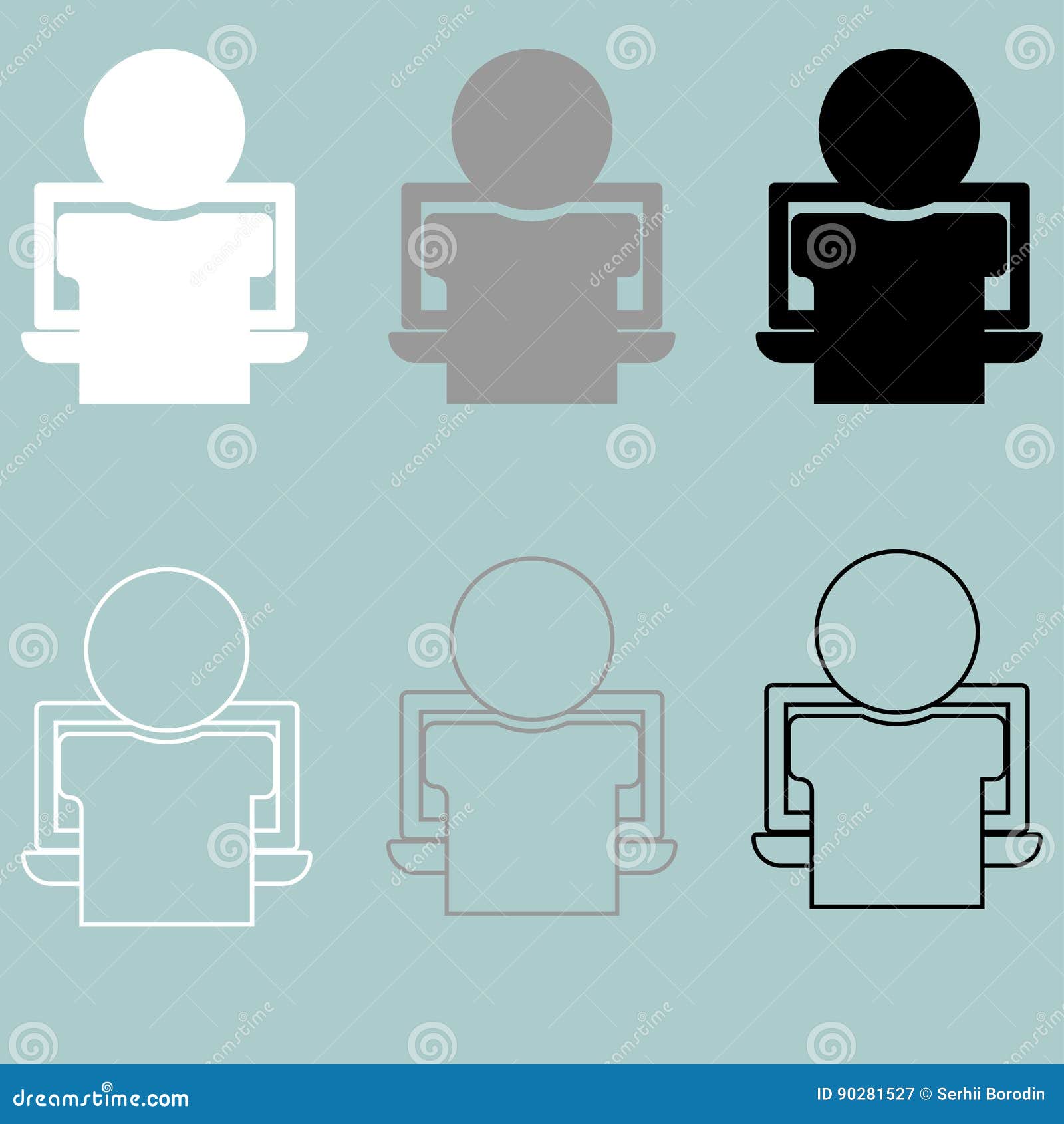 Person or Man Working on the Notebook Icon. Stock Vector - Illustration ...