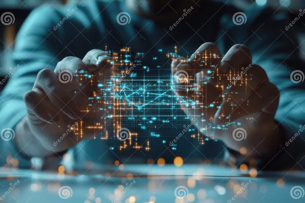 A Person Manipulating Digital Data Visualizations with Hands ...