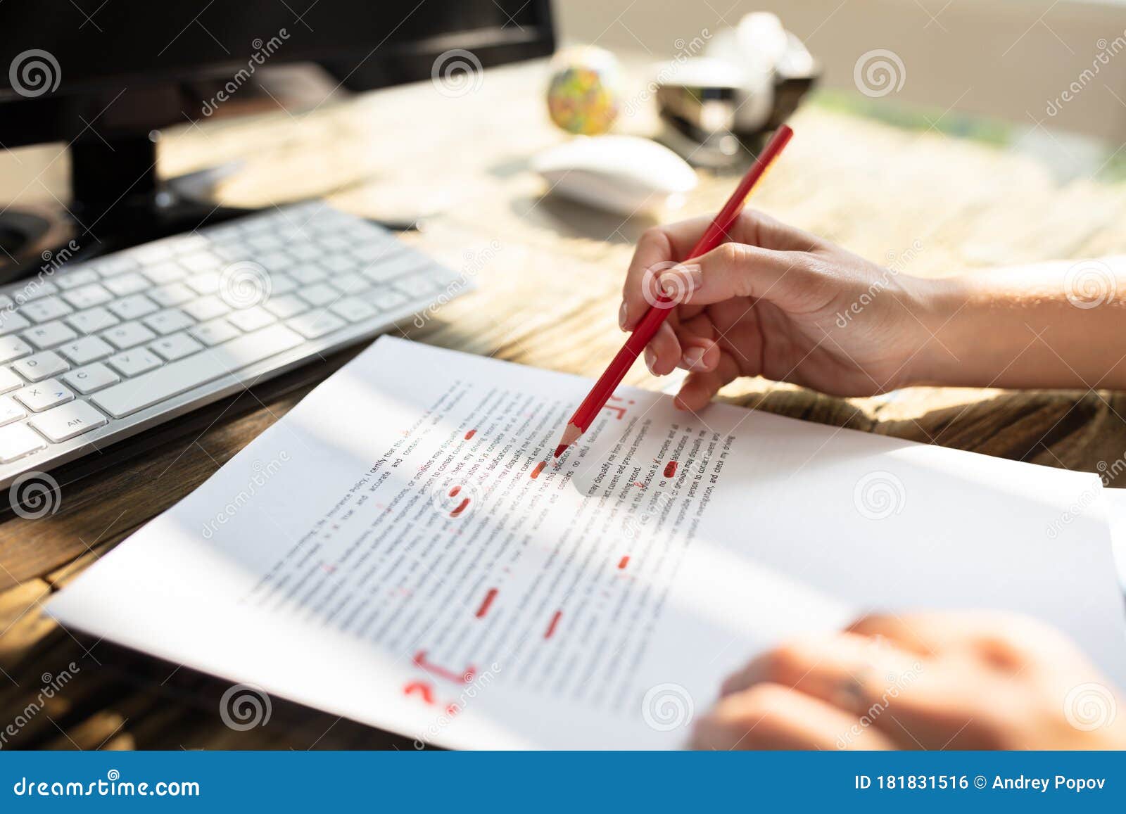 Person Marking Error with Red Marker Stock Photo - Image of hand ...