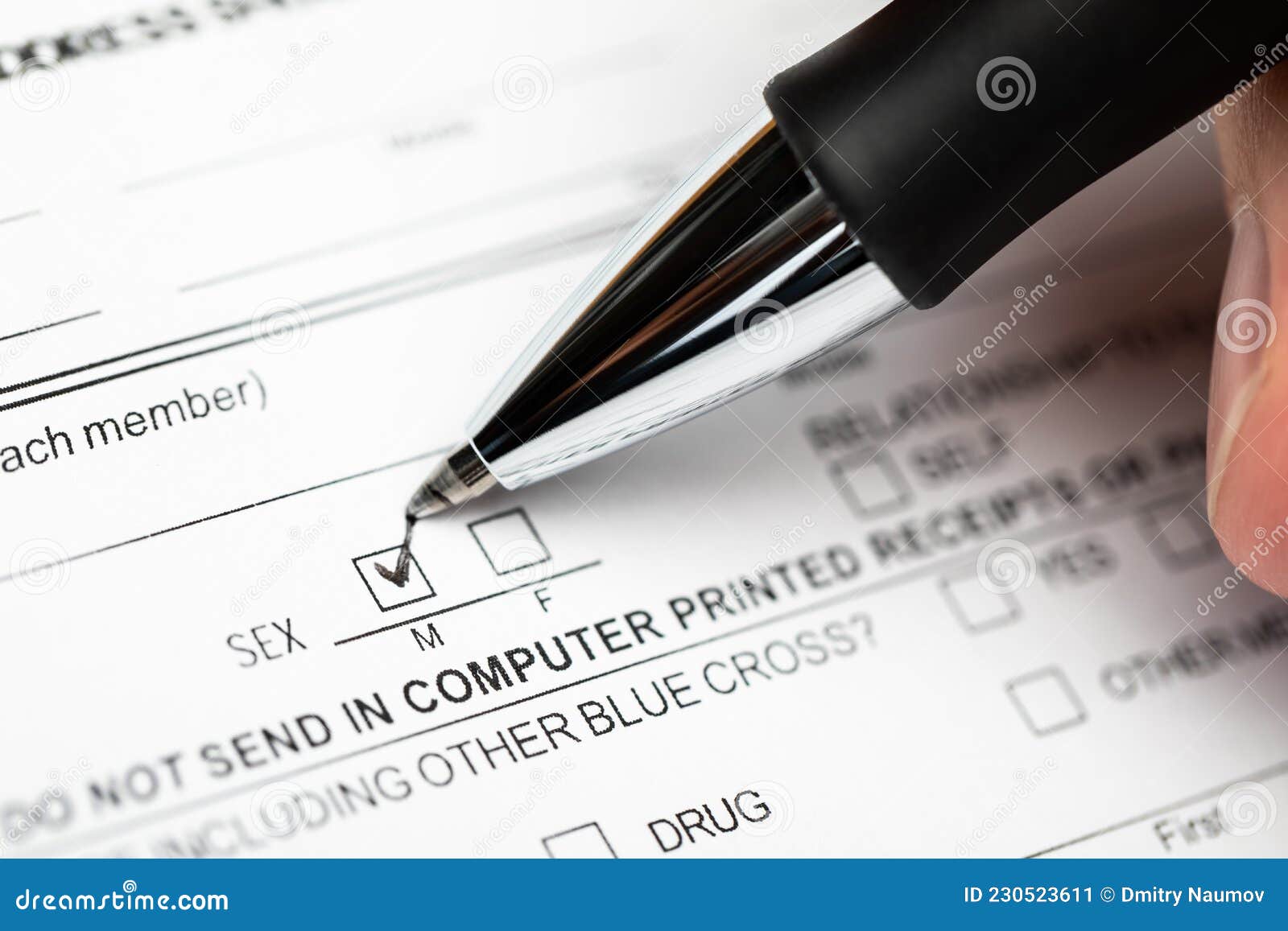 Person Marking Gender Checkbox in a Form Stock Image - Image of marking ...