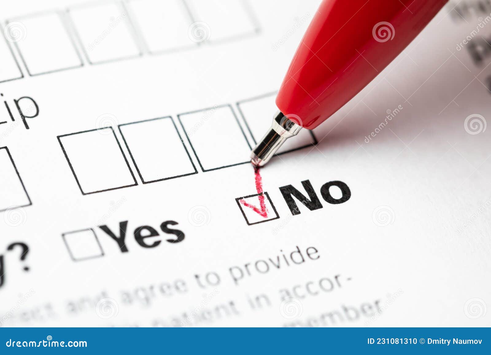 Person Marking No Checkbox in a Form Stock Photo - Image of application ...