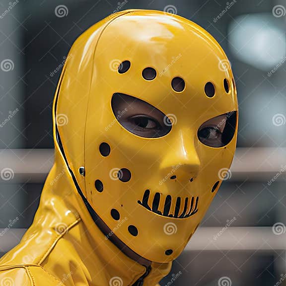 A Person with a Mask and a Yellow Jacket Stock Illustration ...