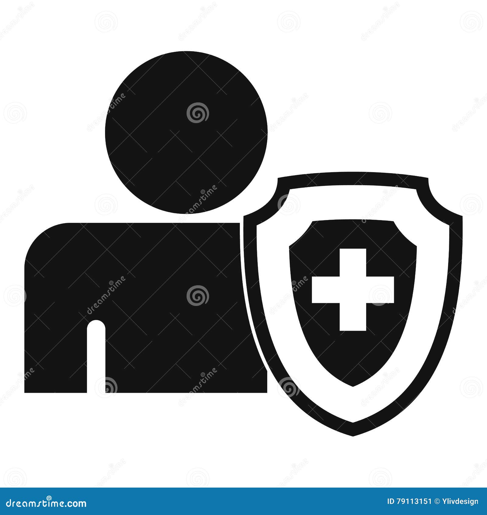 Person and Medical Cross Protection Shield Icon Stock Vector ...