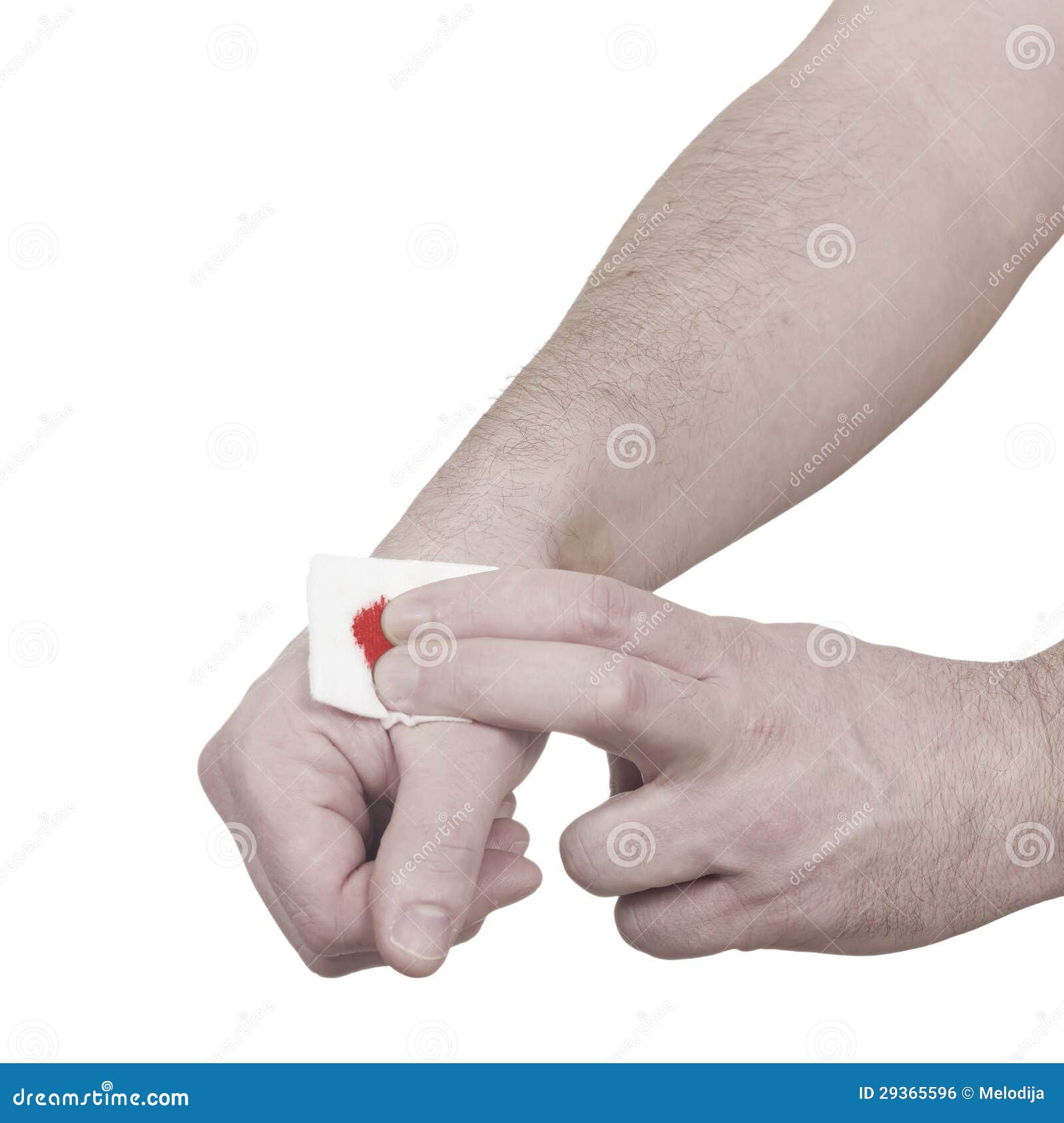 A Person Medically Dressed with a Cotton Ball and Bandage Over a Stock ...