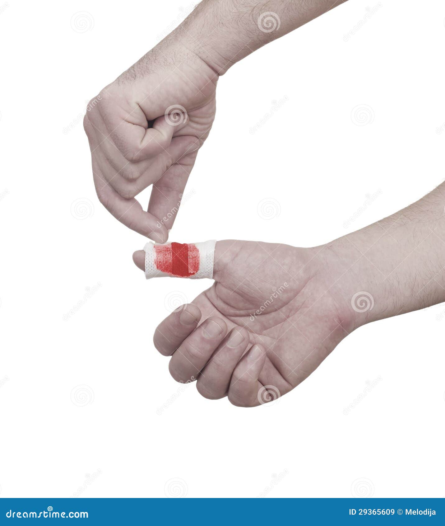 A Person Medically Dressed with a Cotton Ball and Bandage Over a Stock ...