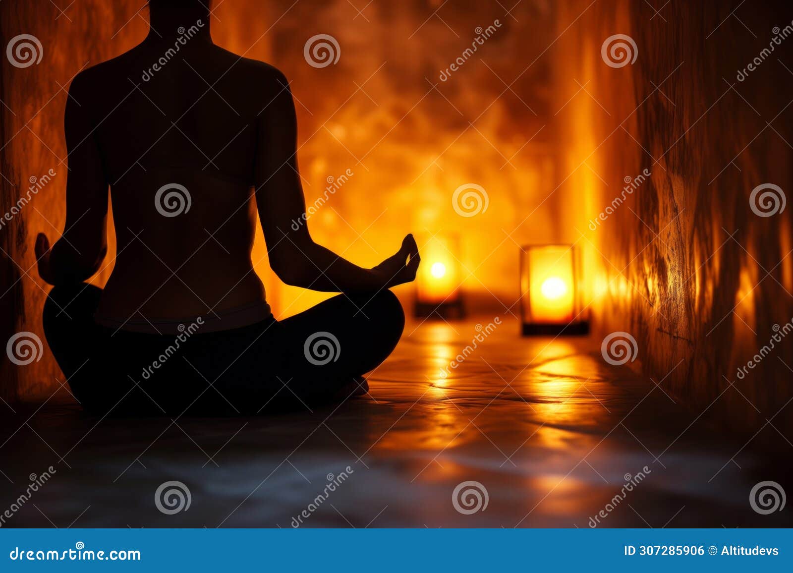 Person Meditating in a Quiet Corner with Ambient Lighting Stock Photo ...