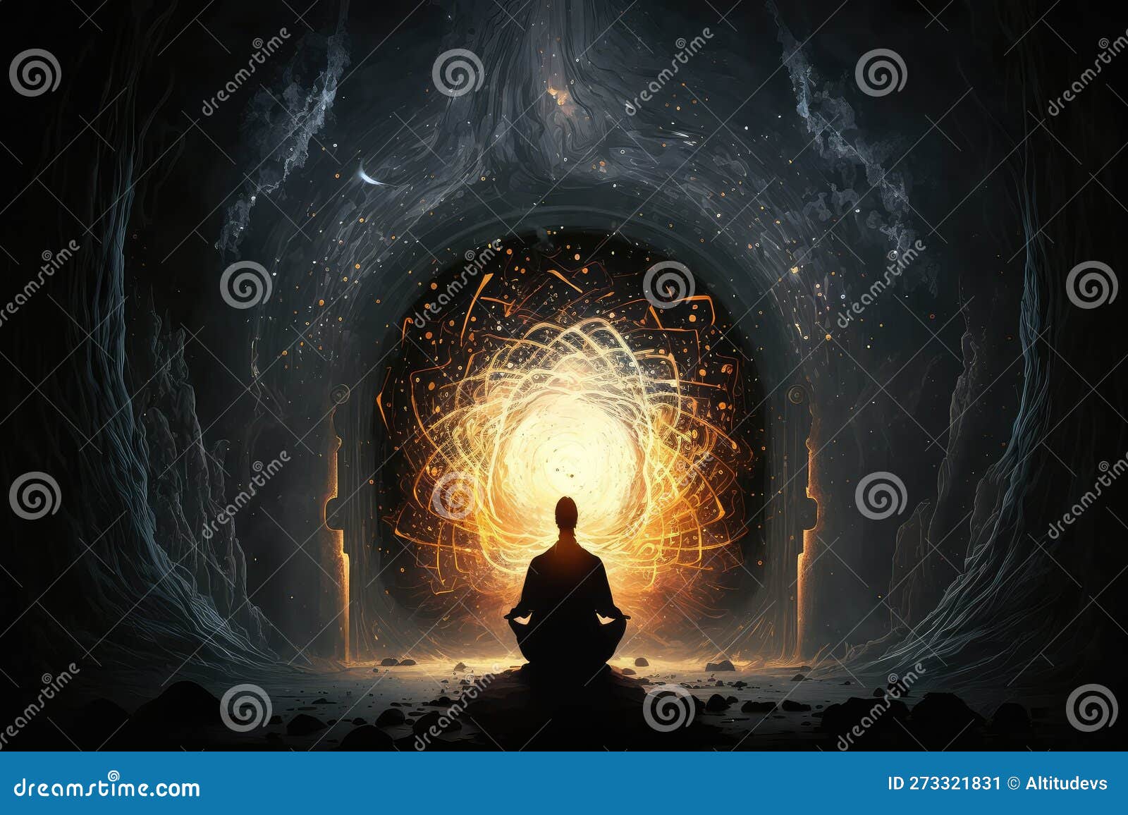 Person, Meditating on Spiritual Connection with the Mind of God Stock ...