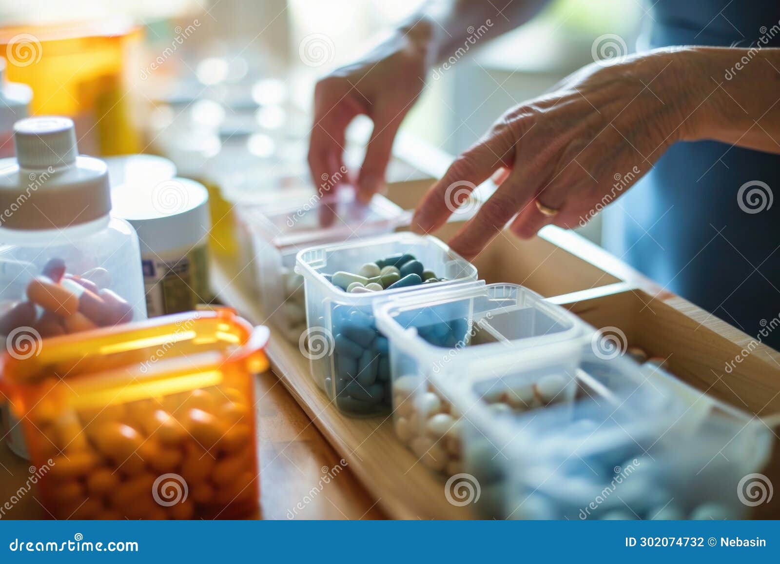 A Person Meticulously Sorting and Arranging Their Medication ...