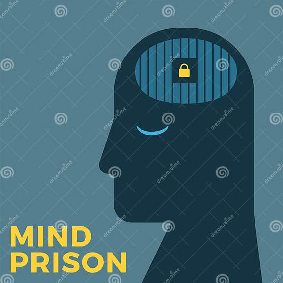 A Person with a Mind Prison. Isolated Vector Illustration Stock Vector ...