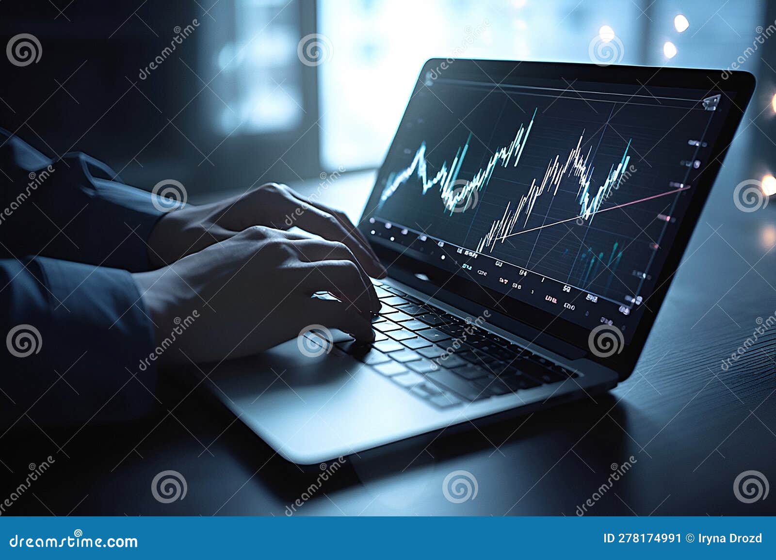 Person Monitors the Data on the Computer Screen. Business Concept ...