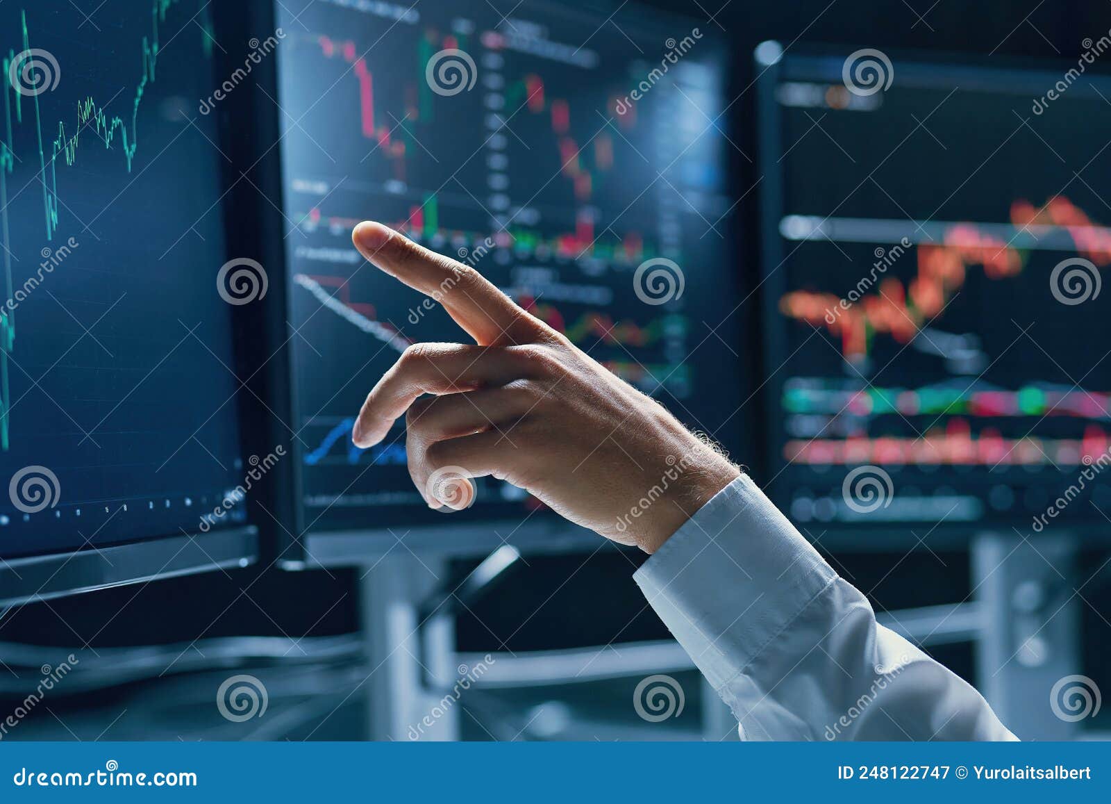 Person Monitors the Data on the Computer Screen. Close-up. Close-up ...