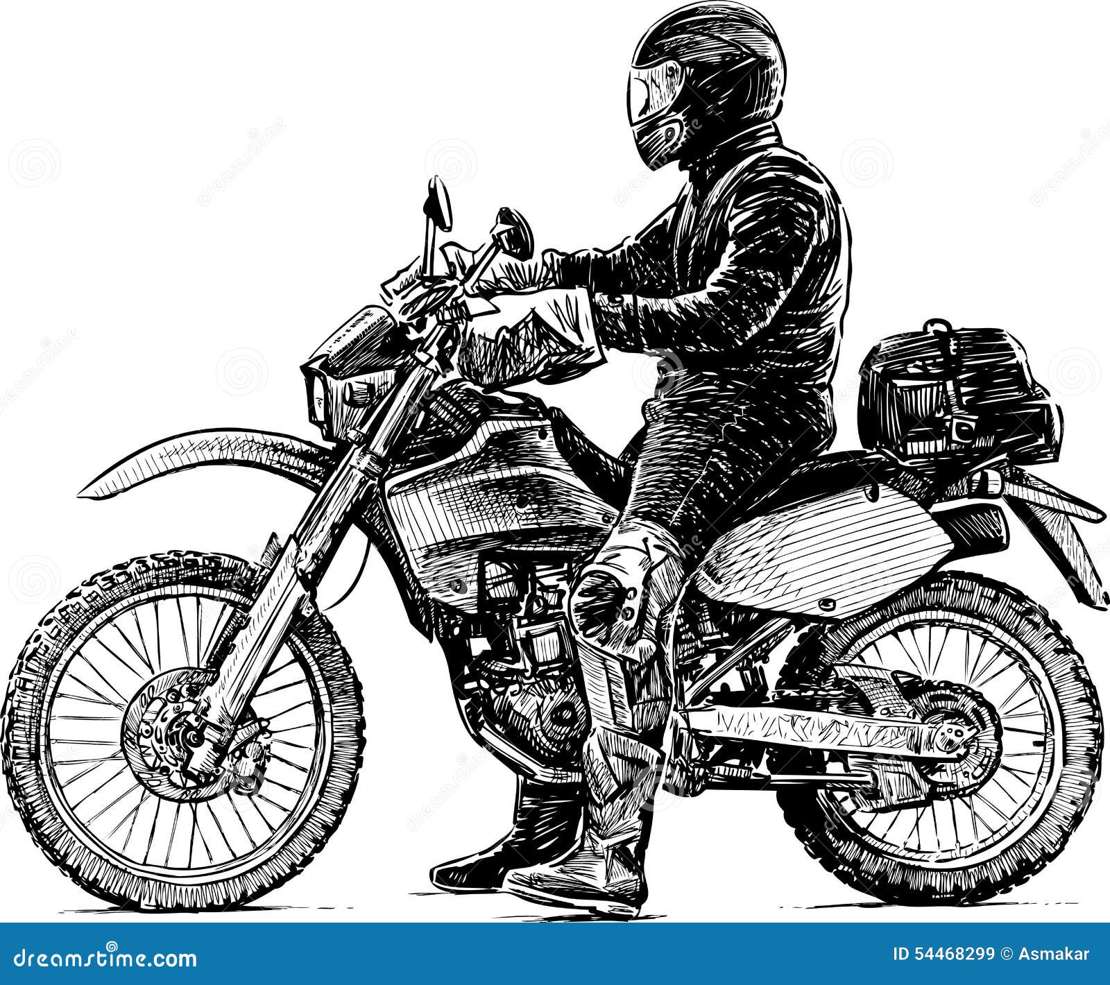 Person and a motorcycle stock vector. Illustration of driver - 54468299