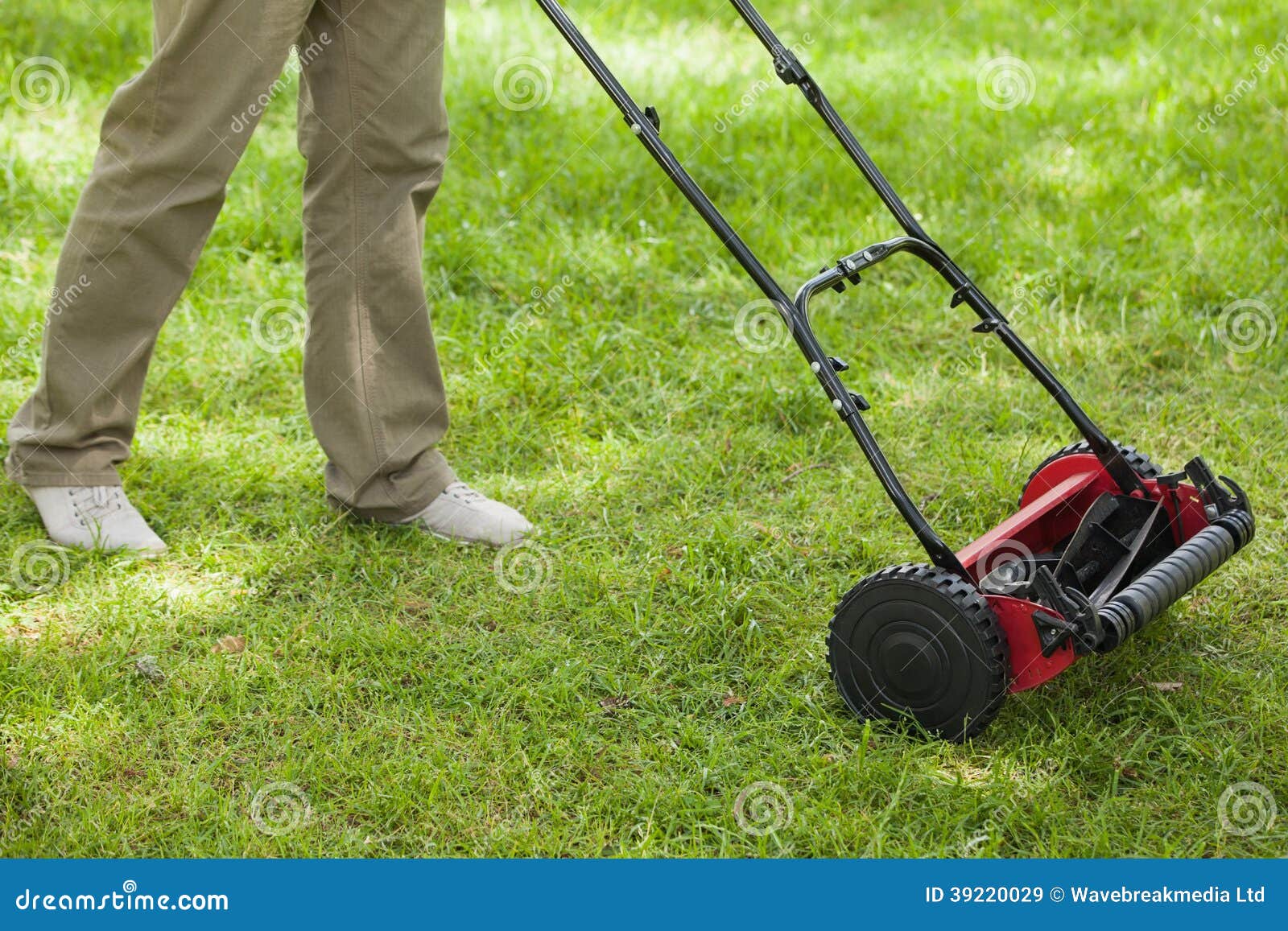 Person moving the lawn stock image. Image of outdoors - 39220029