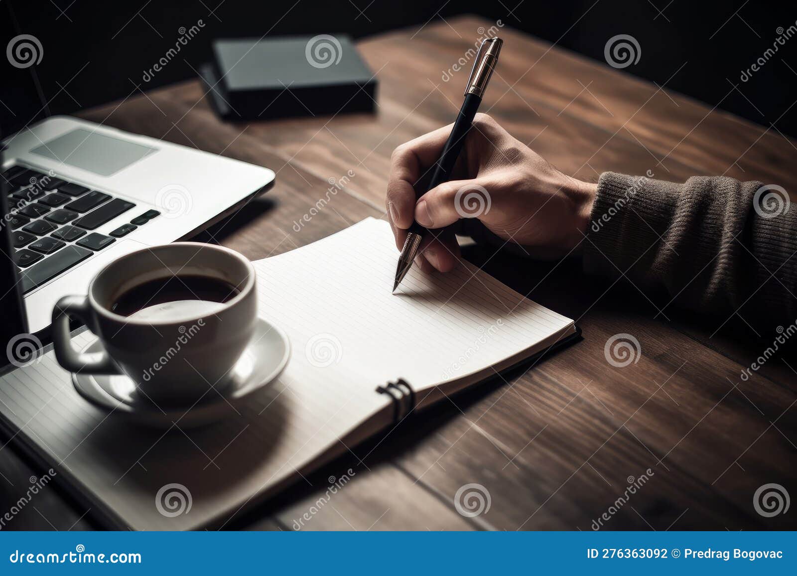 A Person Multitasking with a Laptop and Notebook Generative AI Stock ...