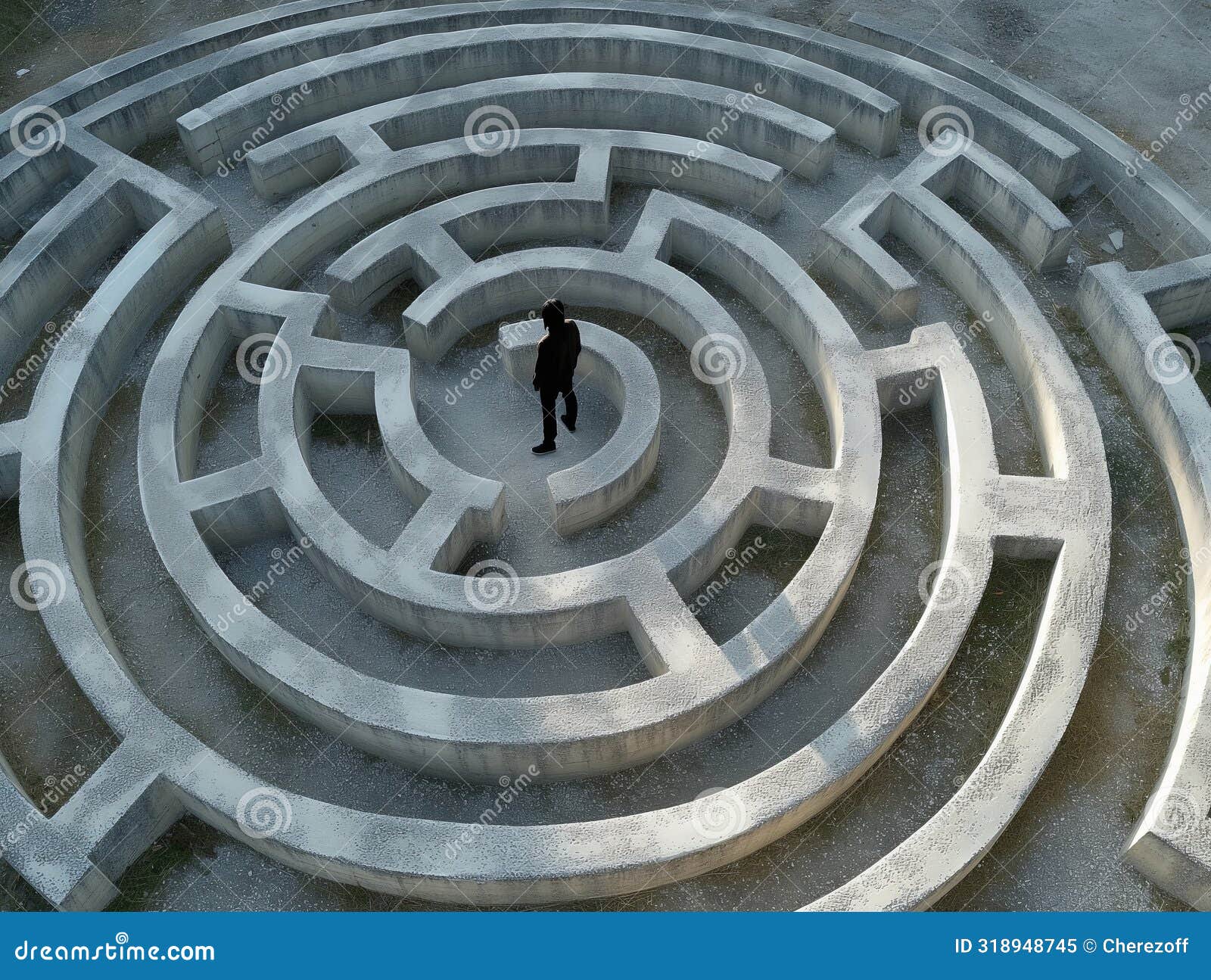 Person Navigating Concrete Maze Stock Image - Image of architecture ...