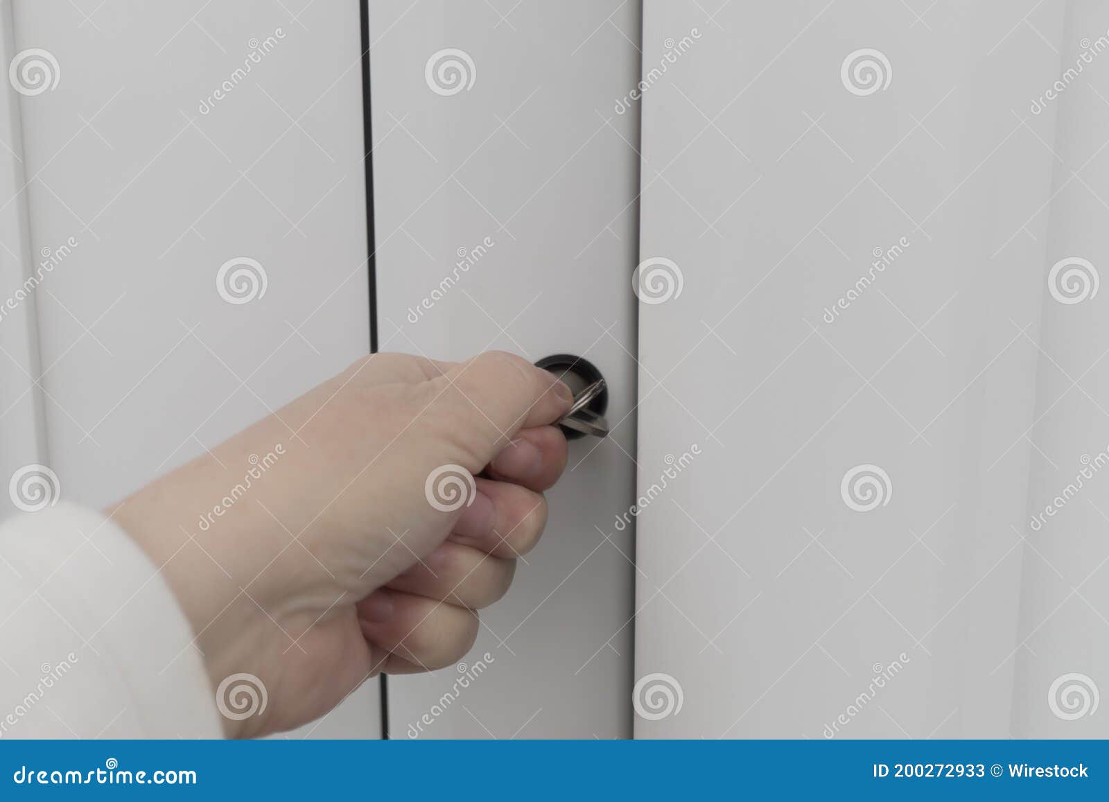 Person Opening the Front Door with a Key Stock Image - Image of wooden ...