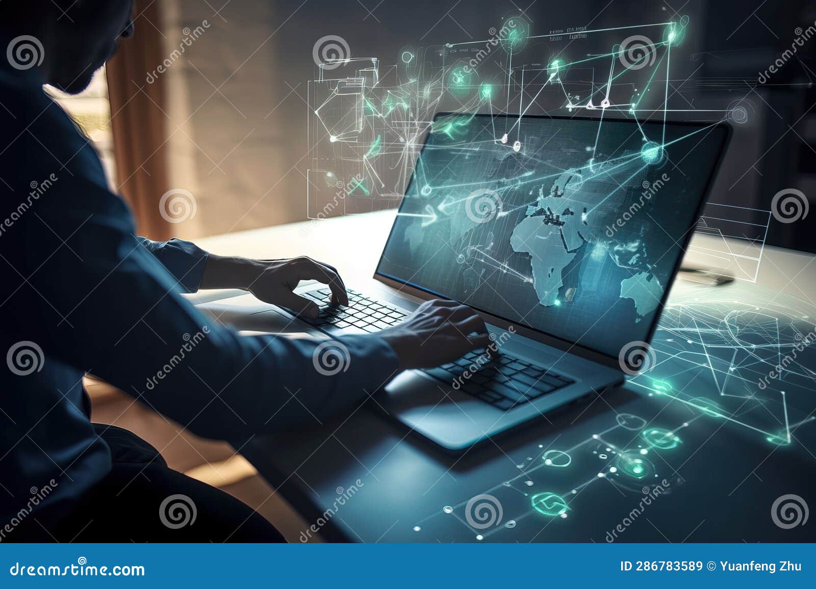 A Person is Operating a Computer, Artificial Intelligence, Technology ...