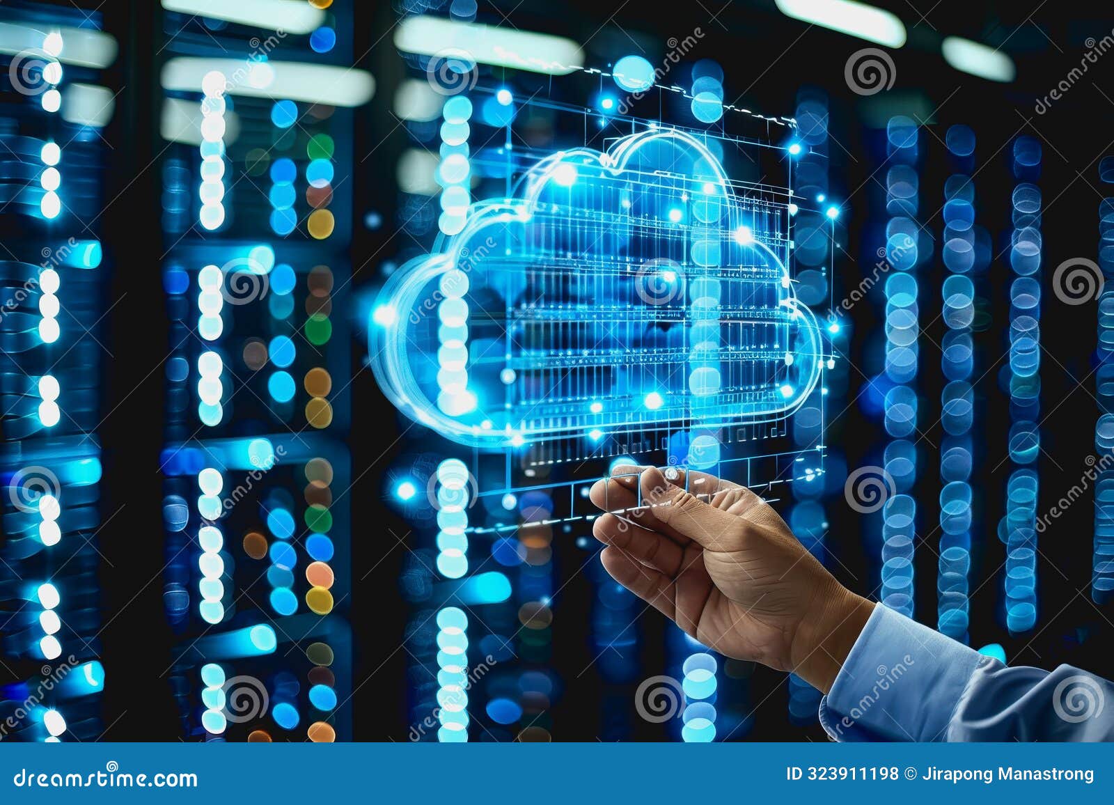 Person Operating Sophisticated Digital Cloud Interface in State of the ...