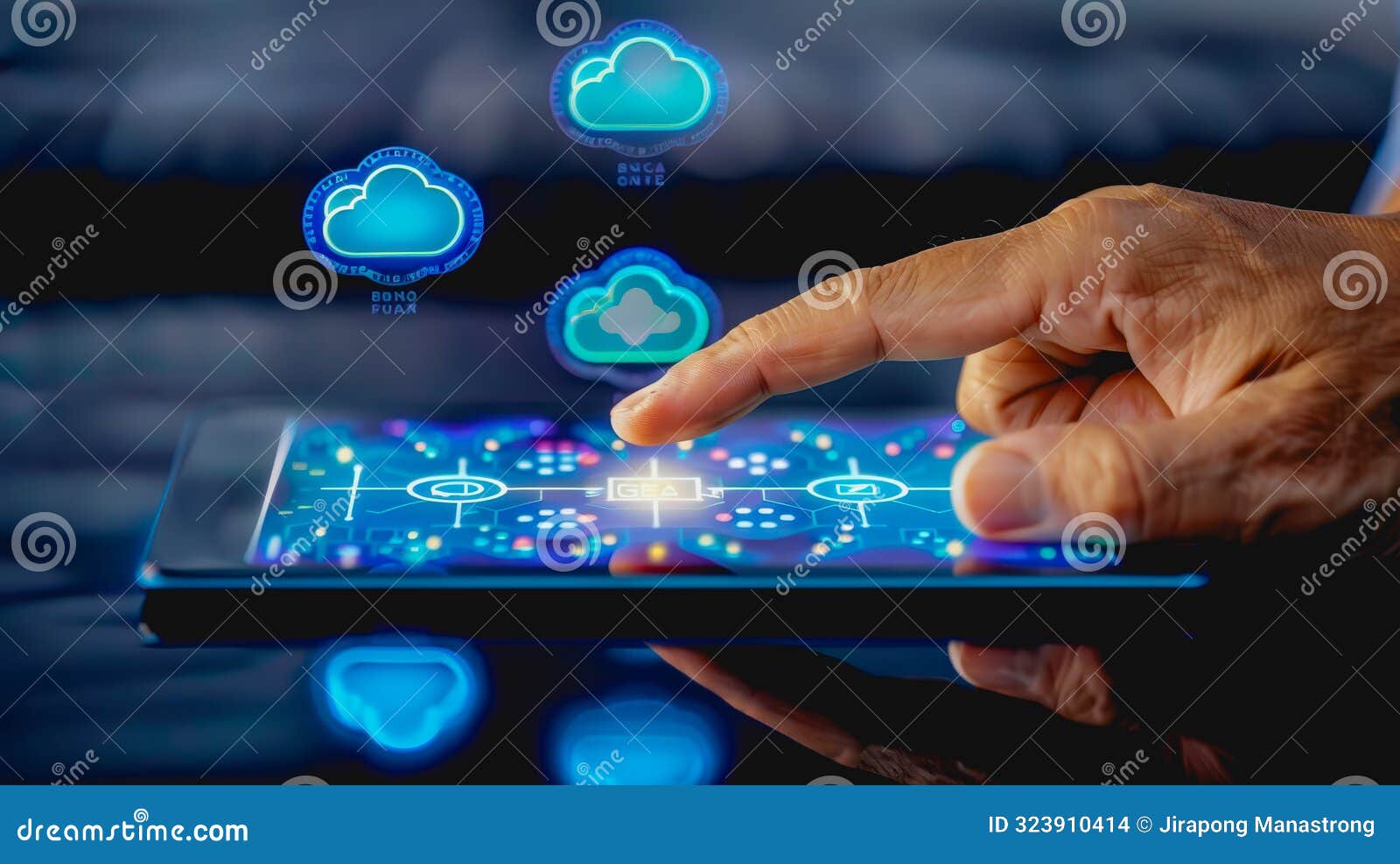 Person Operating Sophisticated Digital Cloud Interface in State of the ...