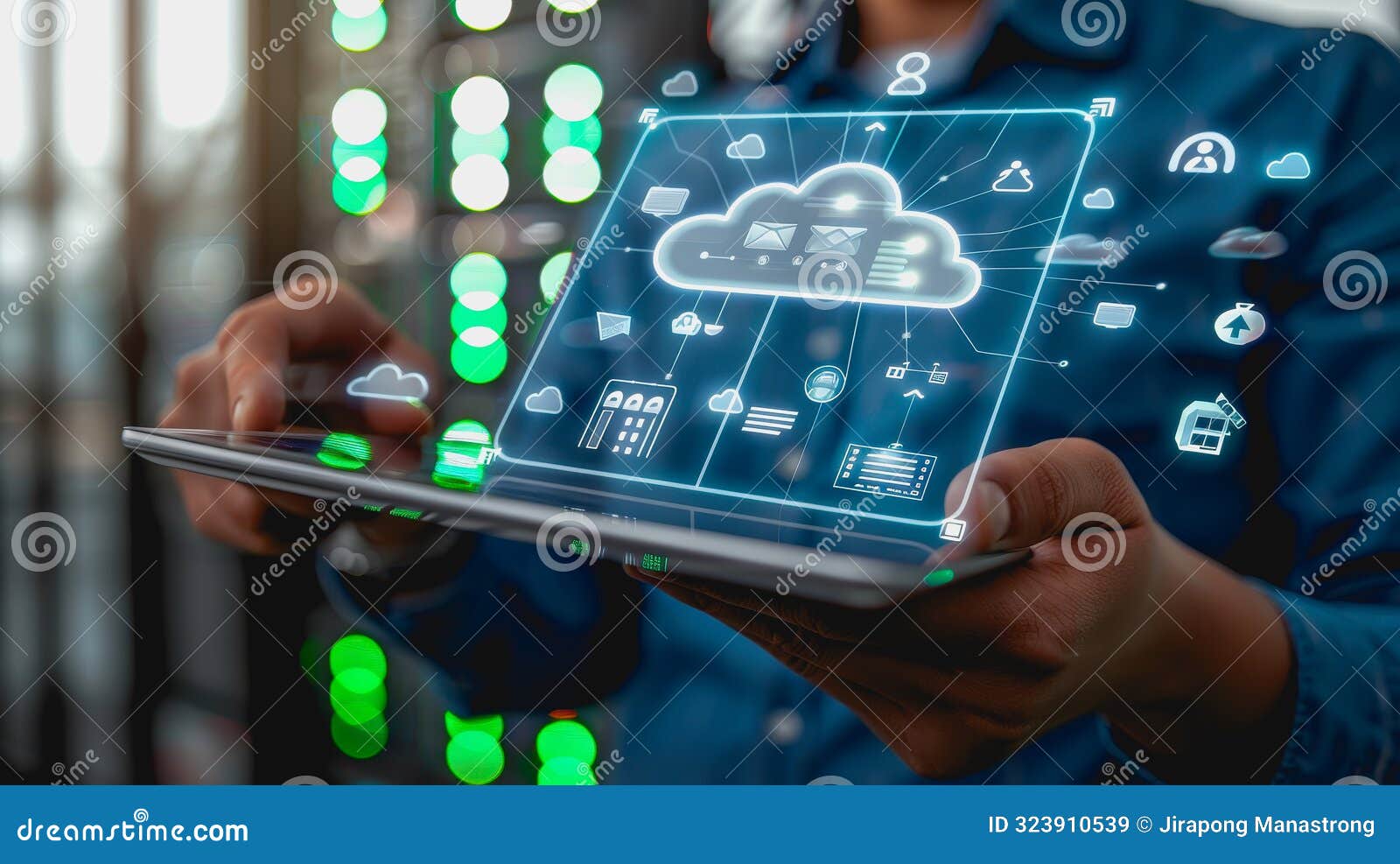 Person Operating Sophisticated Digital Cloud Interface in State of the ...