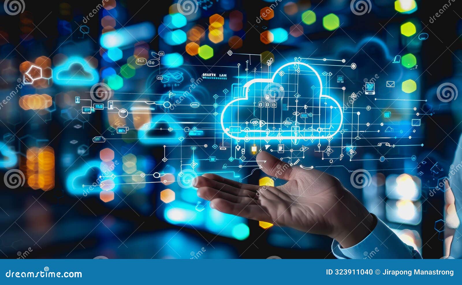 Person Operating Sophisticated Digital Cloud Interface in State of the ...