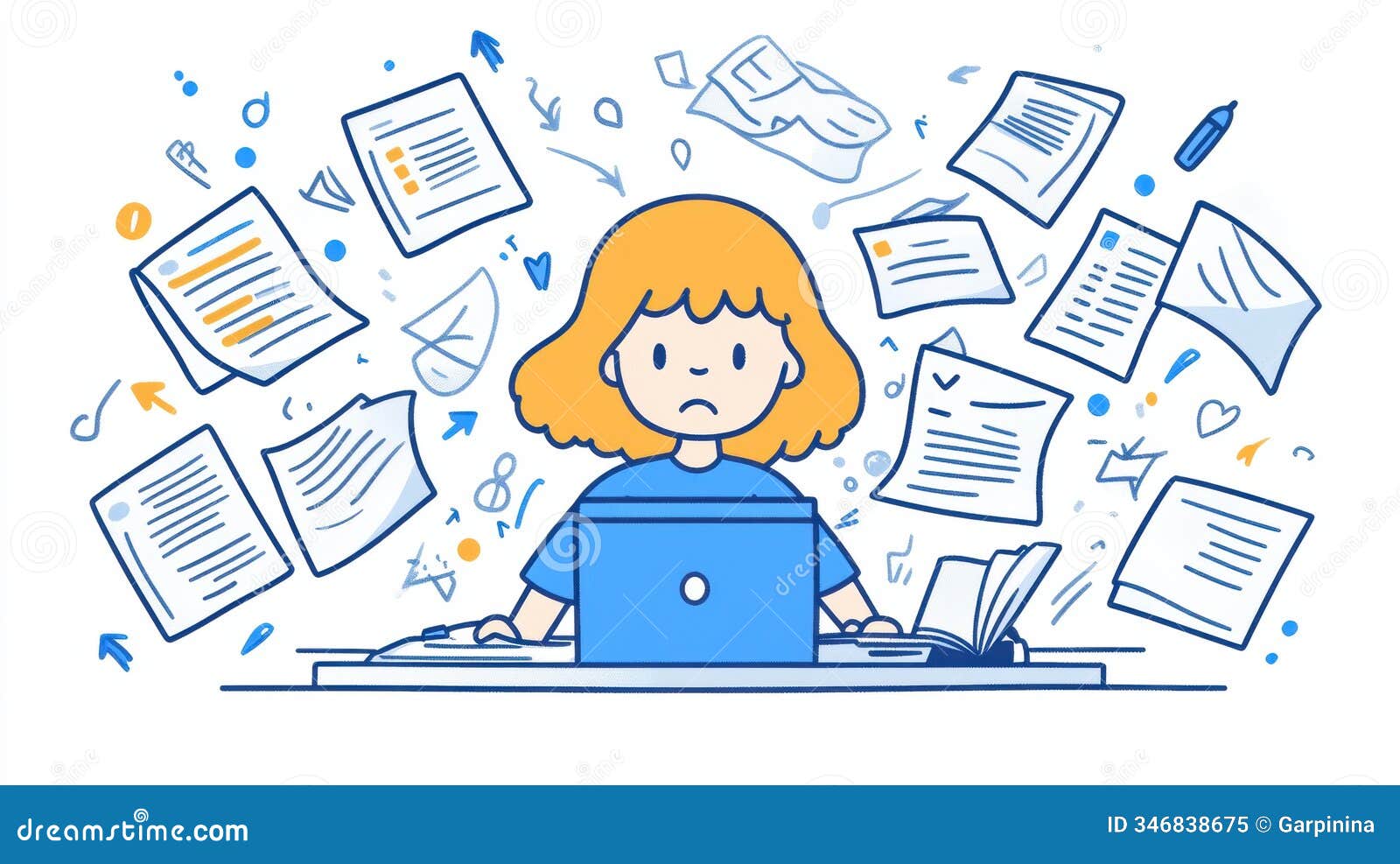 Person Overloaded with Information Facing Documents, Files and Icons ...