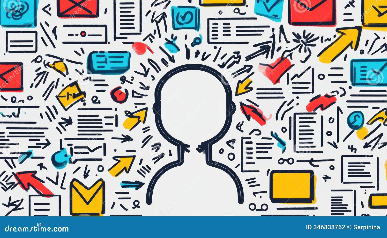 Person Overloaded with Information Facing Documents, Files and Icons ...