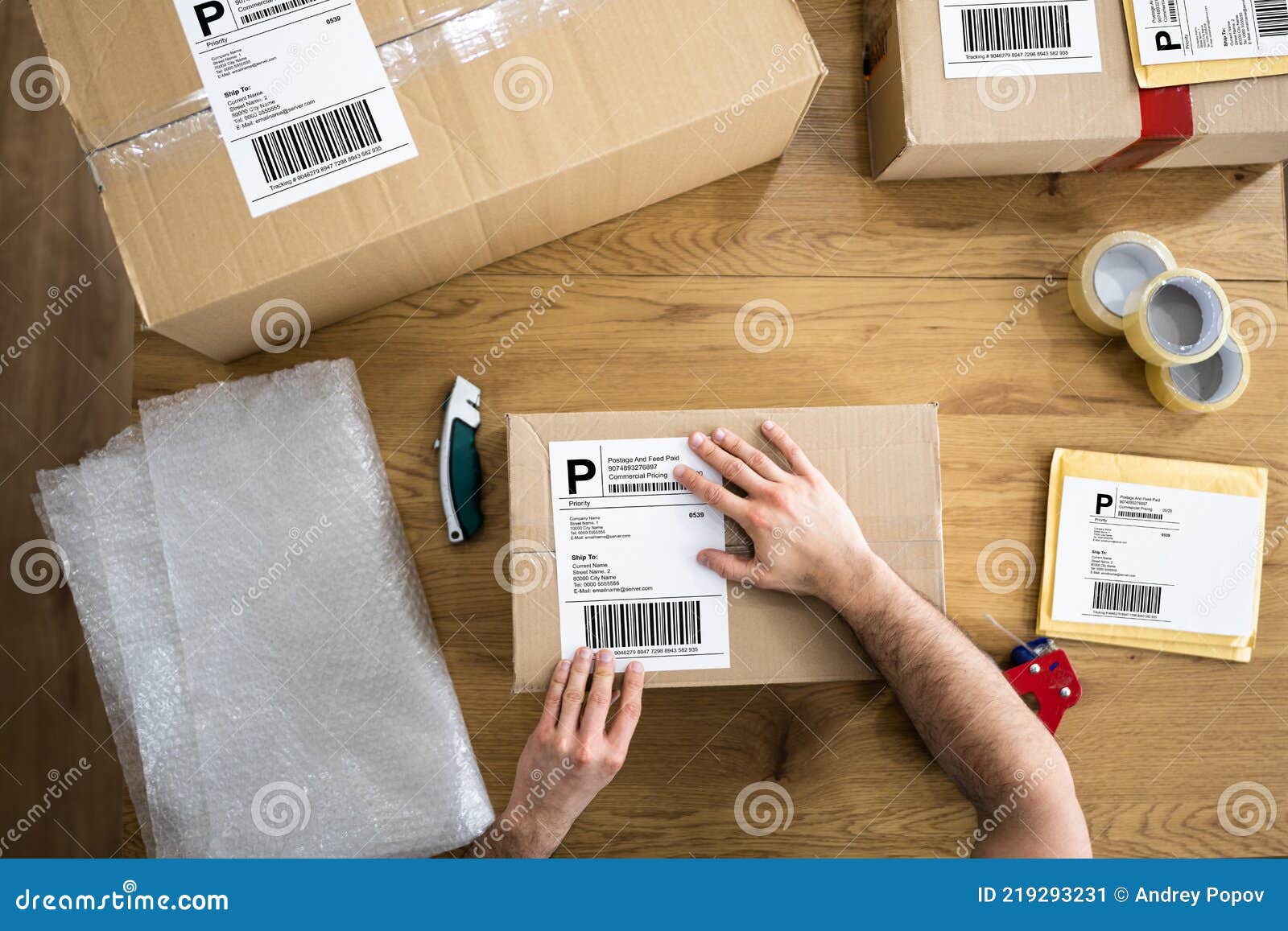 Person Packaging Orders for Online Business Stock Image - Image of ...