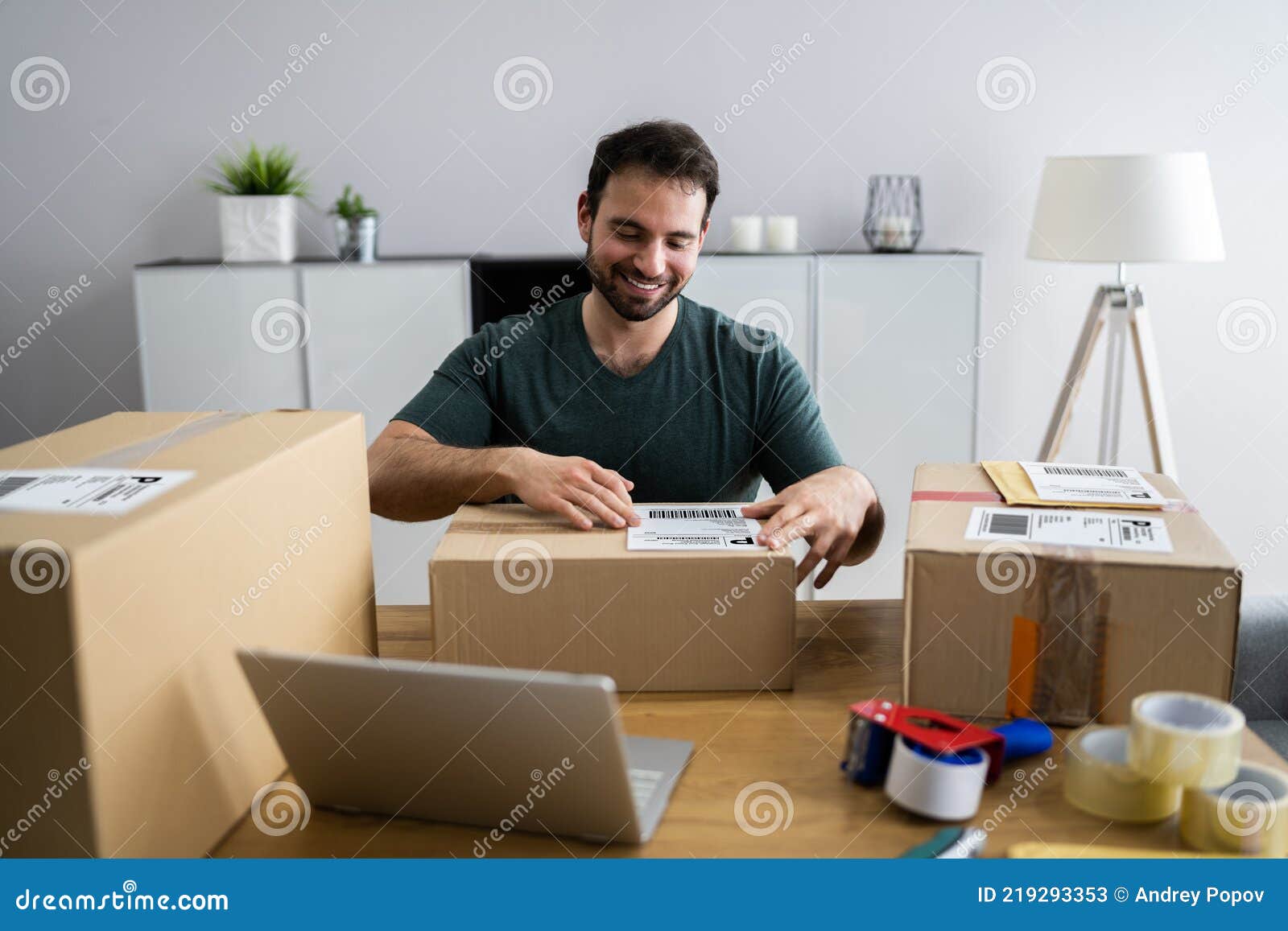 Person Packaging Orders for Online Business Stock Image - Image of ...