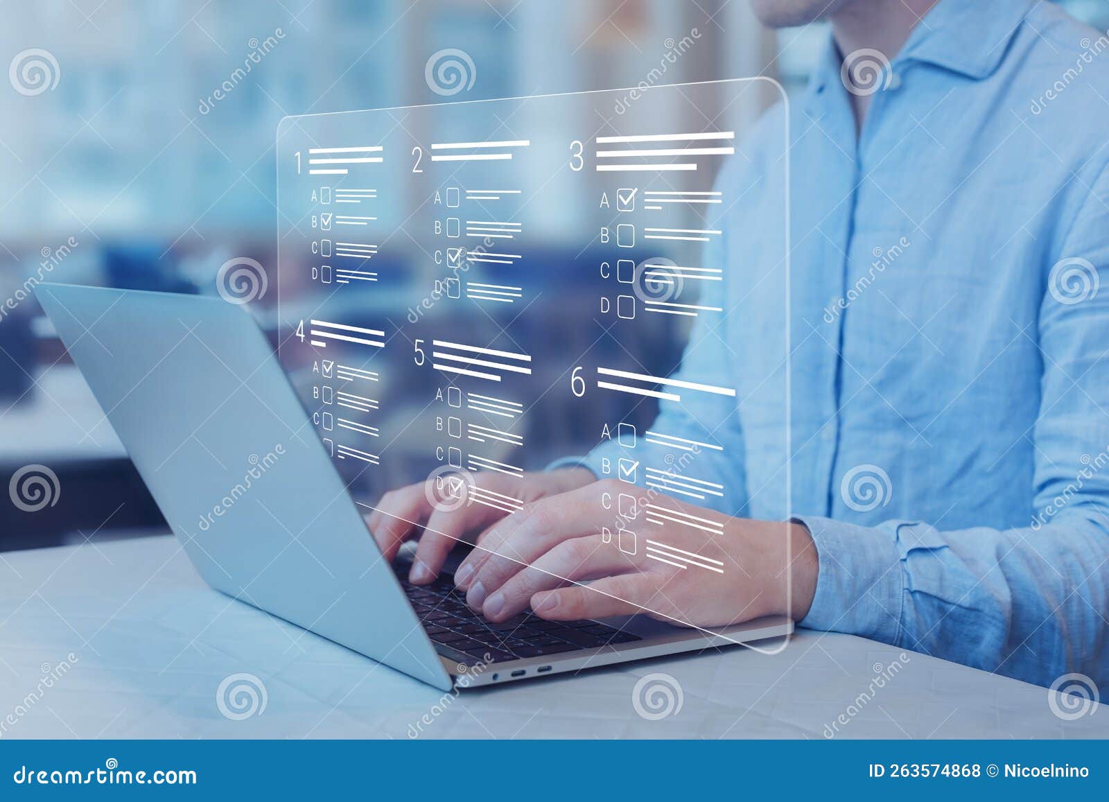 Person Passing Online Test, Assessment or Academic Exam and Answering ...