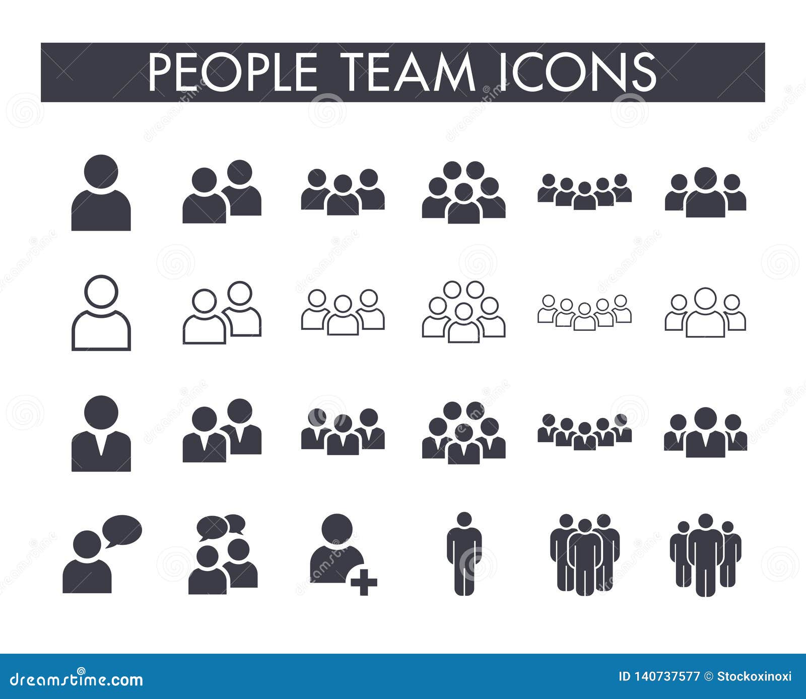 Person People Team Icon Set Stock Vector - Illustration of business ...