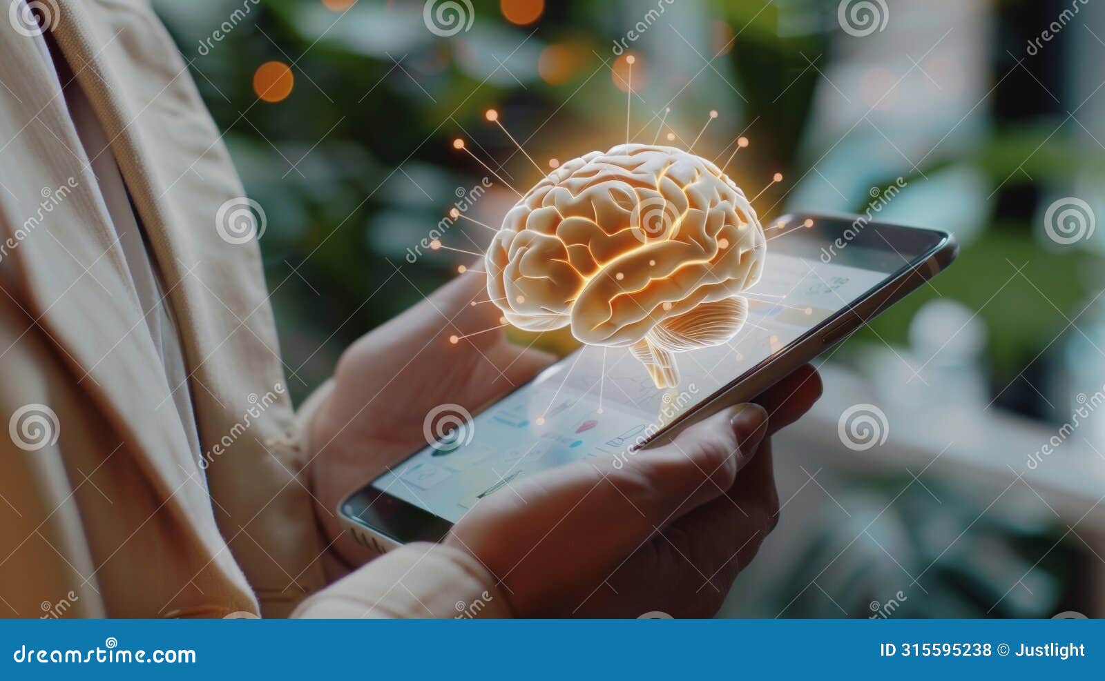 A Person Performing Brain Exercises Using a Braintraining App Promoting ...