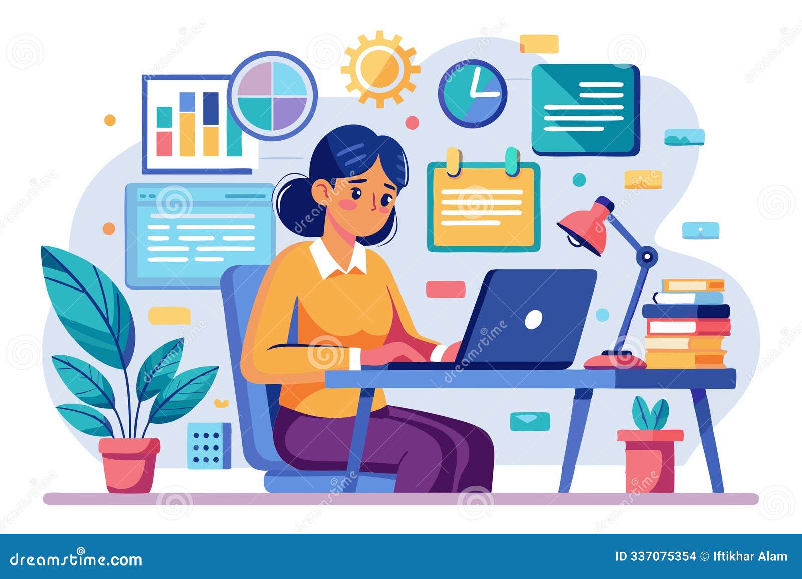 A Person Performs Data Entry on a Laptop Surrounded by Charts, Notes ...