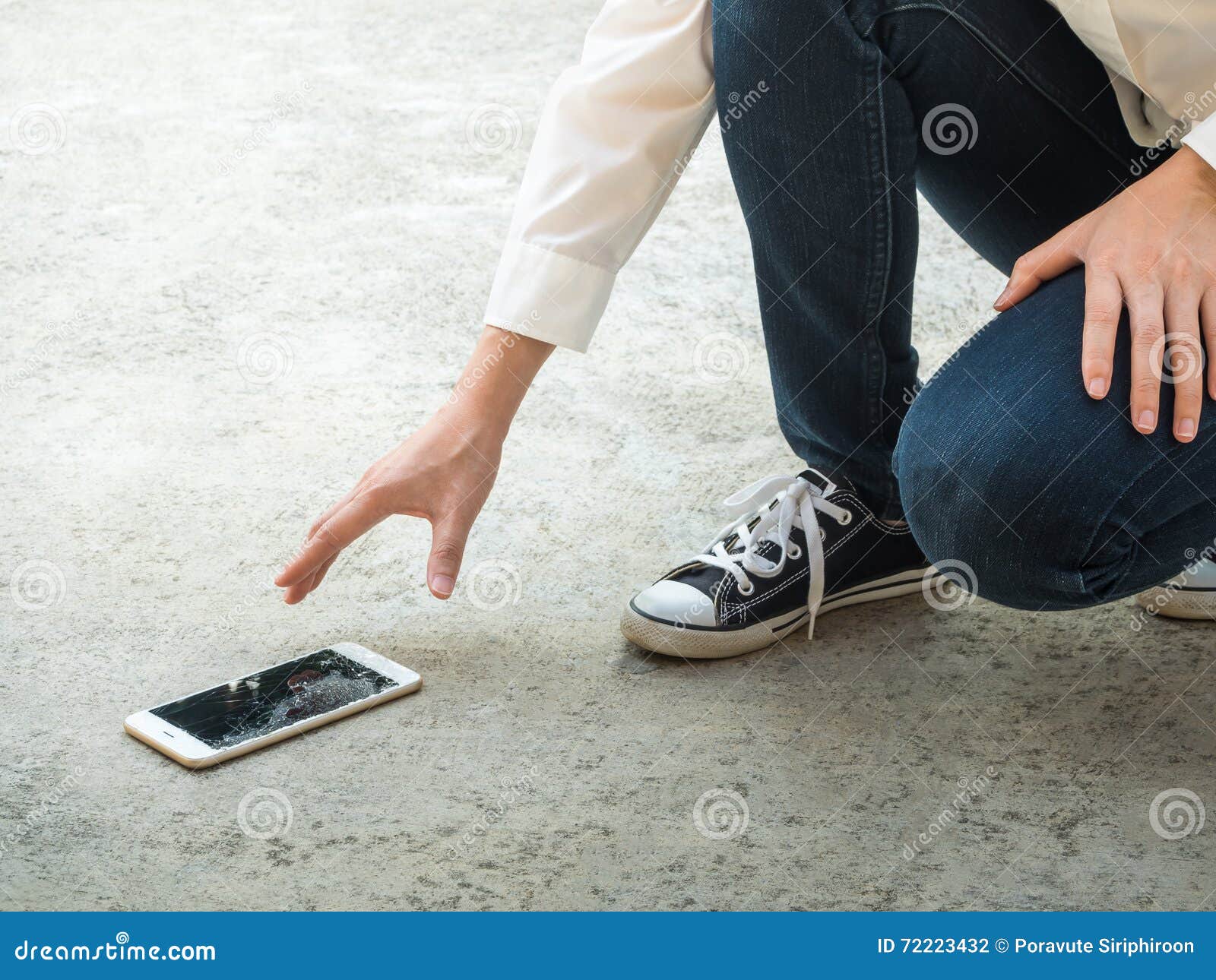 Person Picking Broken Smart Phone of Ground Stock Photo - Image of ...