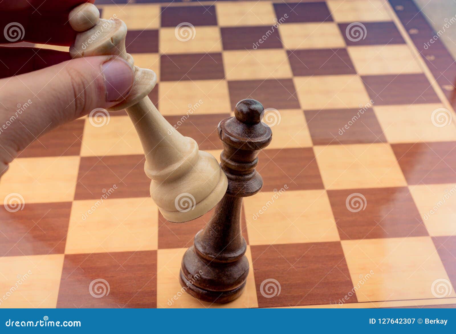 Person Playing Chess Game Making a Move Stock Image - Image of piece ...