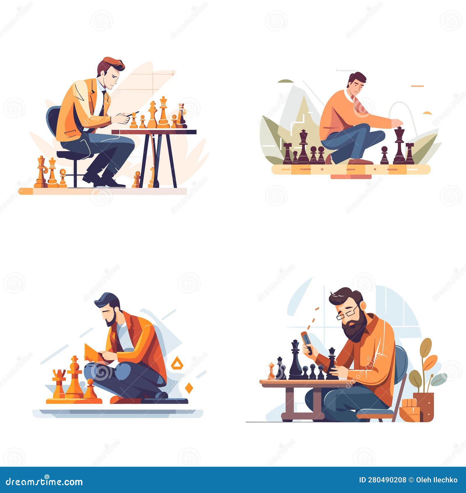 Person Playing Chess Set Vector Isolated Illustration Stock Vector ...