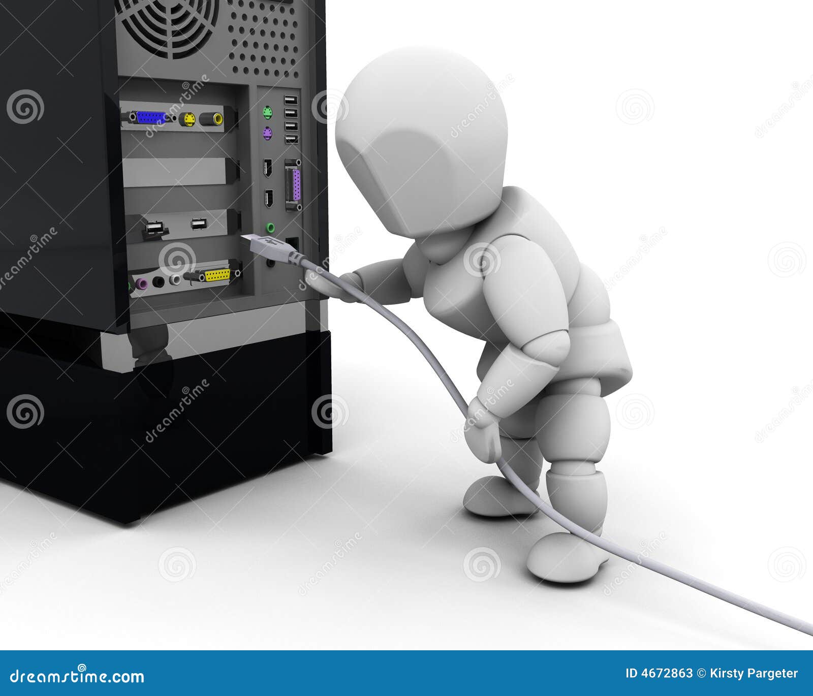 Person plugging in cable stock illustration. Illustration of male - 4672863