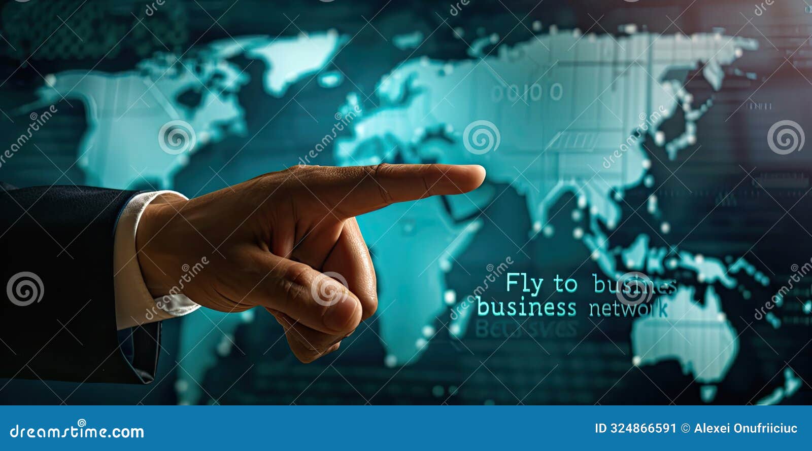 A Person is Pointing at a World Map on a Computer Screen Stock ...