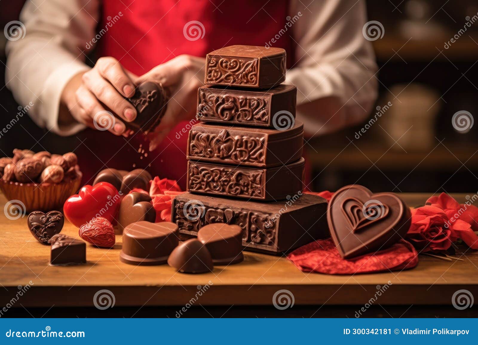 Person Pouring Chocolate into Stack of Chocolates Stock Illustration ...