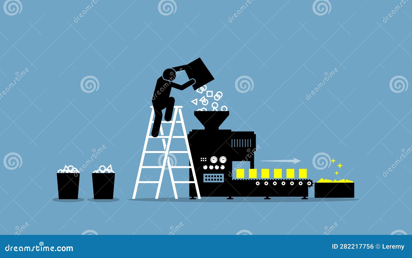 Person Pouring and Loading Raw Data into a Machine and Convert the Data ...