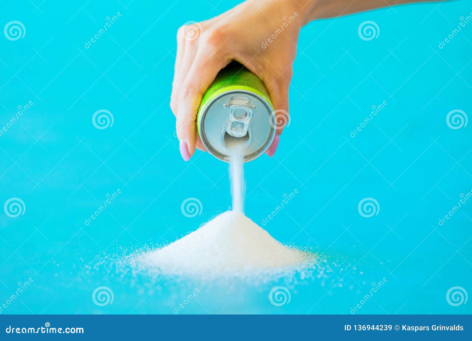 Person Pouring Sugar Out of Soft Drink Can Stock Image - Image of ...