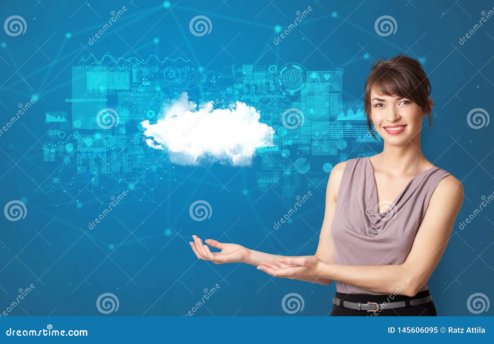 Person Presenting Cloud Technology Concept Stock Image - Image of ...
