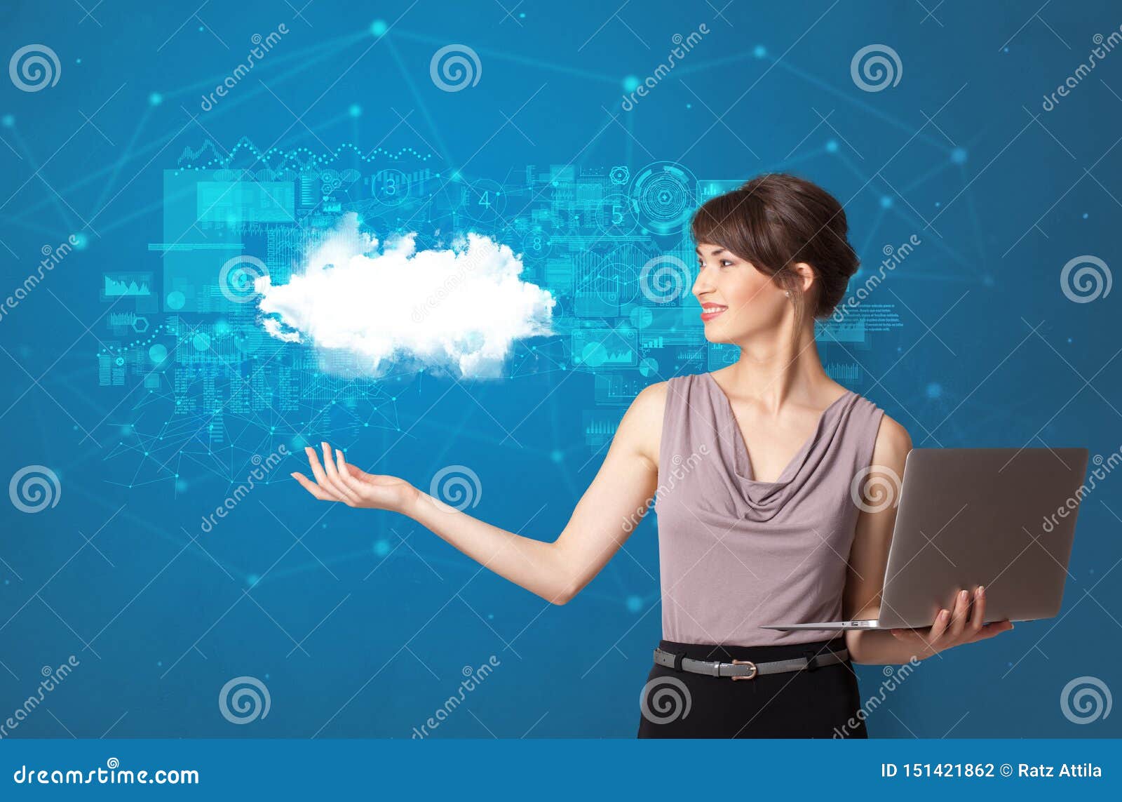 Person Presenting Cloud Technology Concept Stock Photo - Image of ...