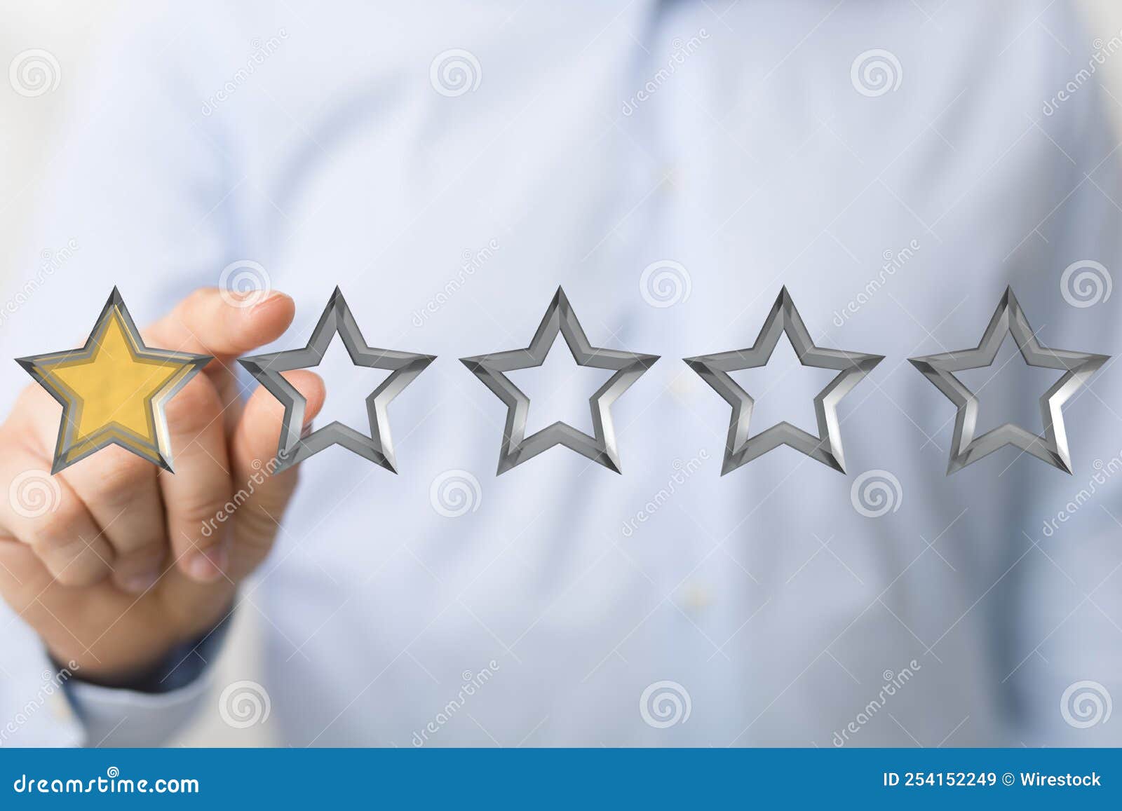 Person Presenting a 3D Rendered Projection of One Star Rating Stock ...