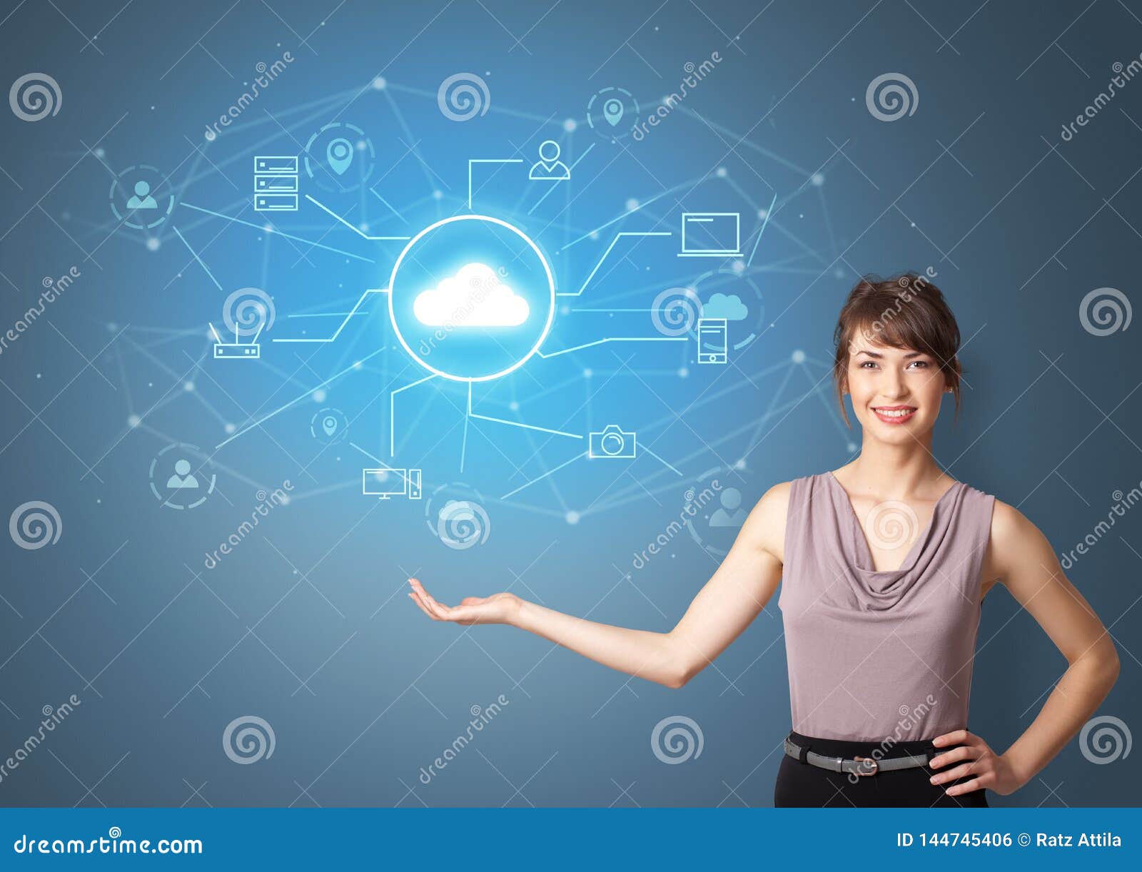 Person Presenting Office Cloud Technology Concept Stock Photo - Image ...