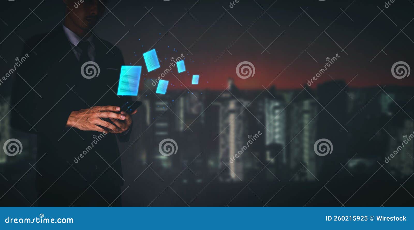 Person Presenting a Virtual Projection of Stock Image - Image of online ...